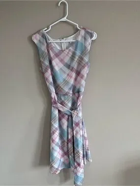 cleo | Dresses | Cleo Pastel Plaid Dress In Pink Blue Cream | Poshmark